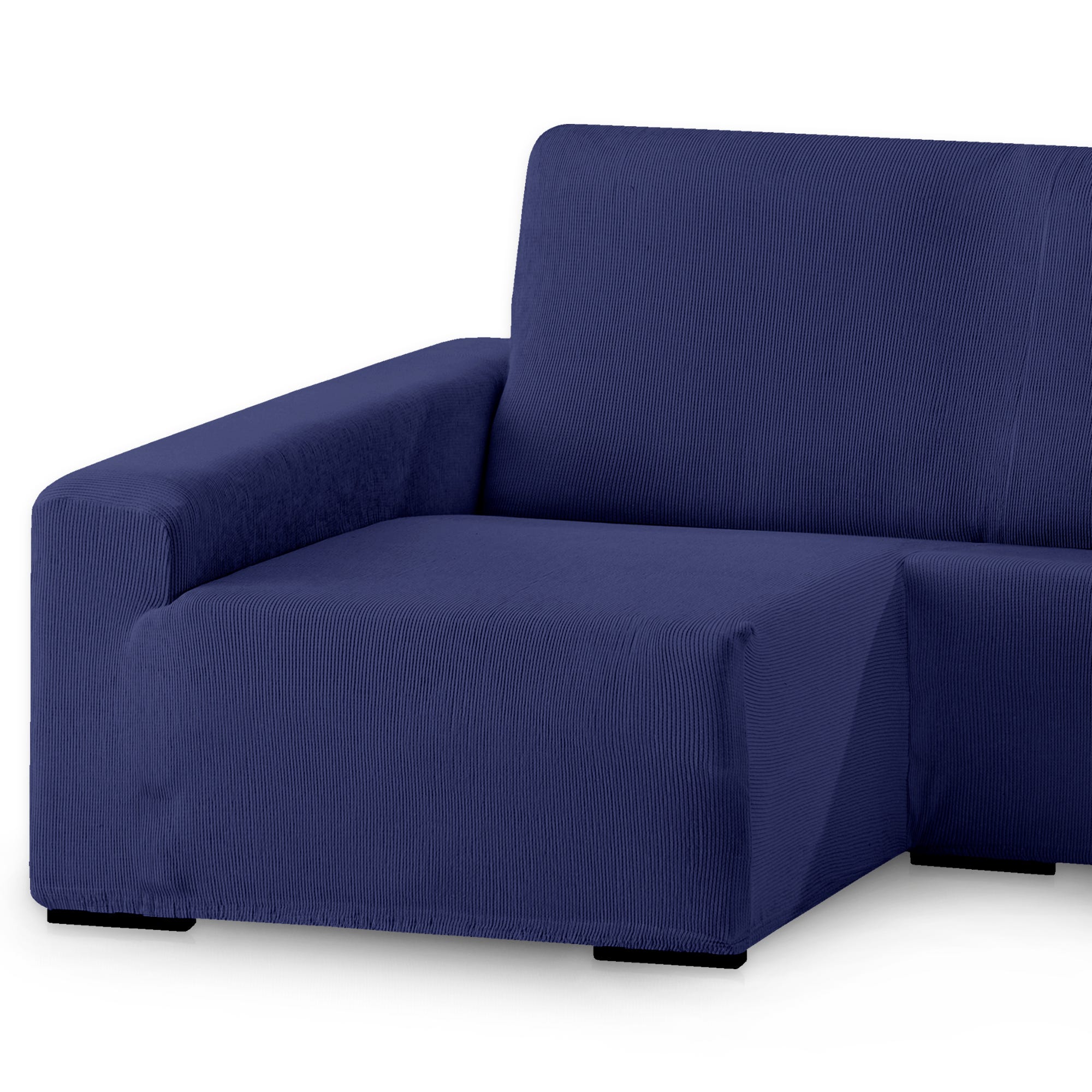 Funda De Sofá Elástica Adaptable Modelo Rustica Azul Chaise Longue