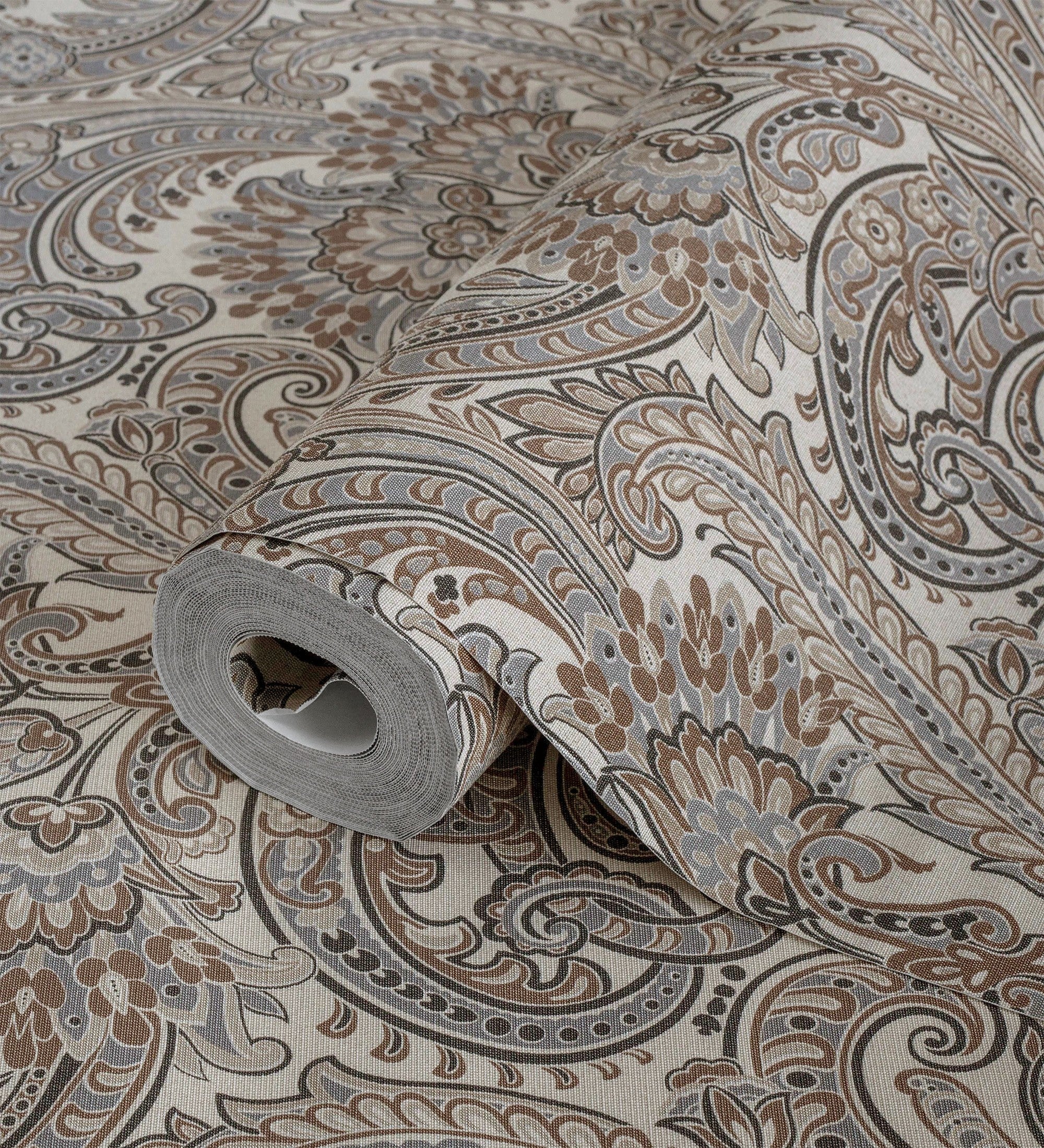 Papier peint vinyle cachemire floral indien en relief effet texture ...