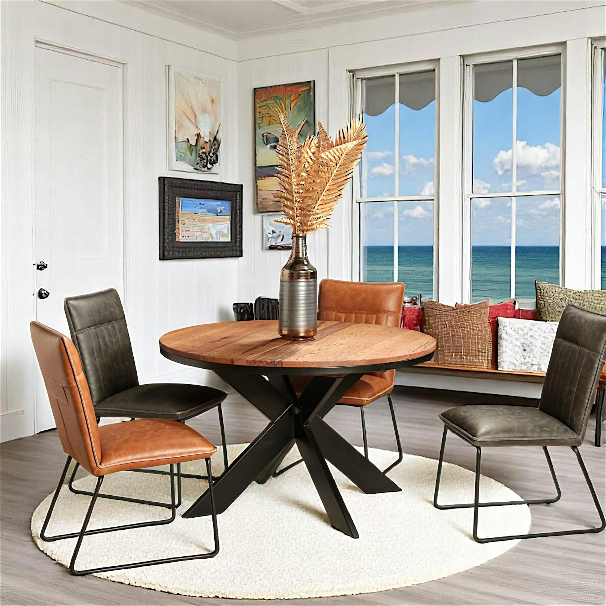 Table ronde extensible en chêne brun 120 cm PALERME | Leroy Merlin