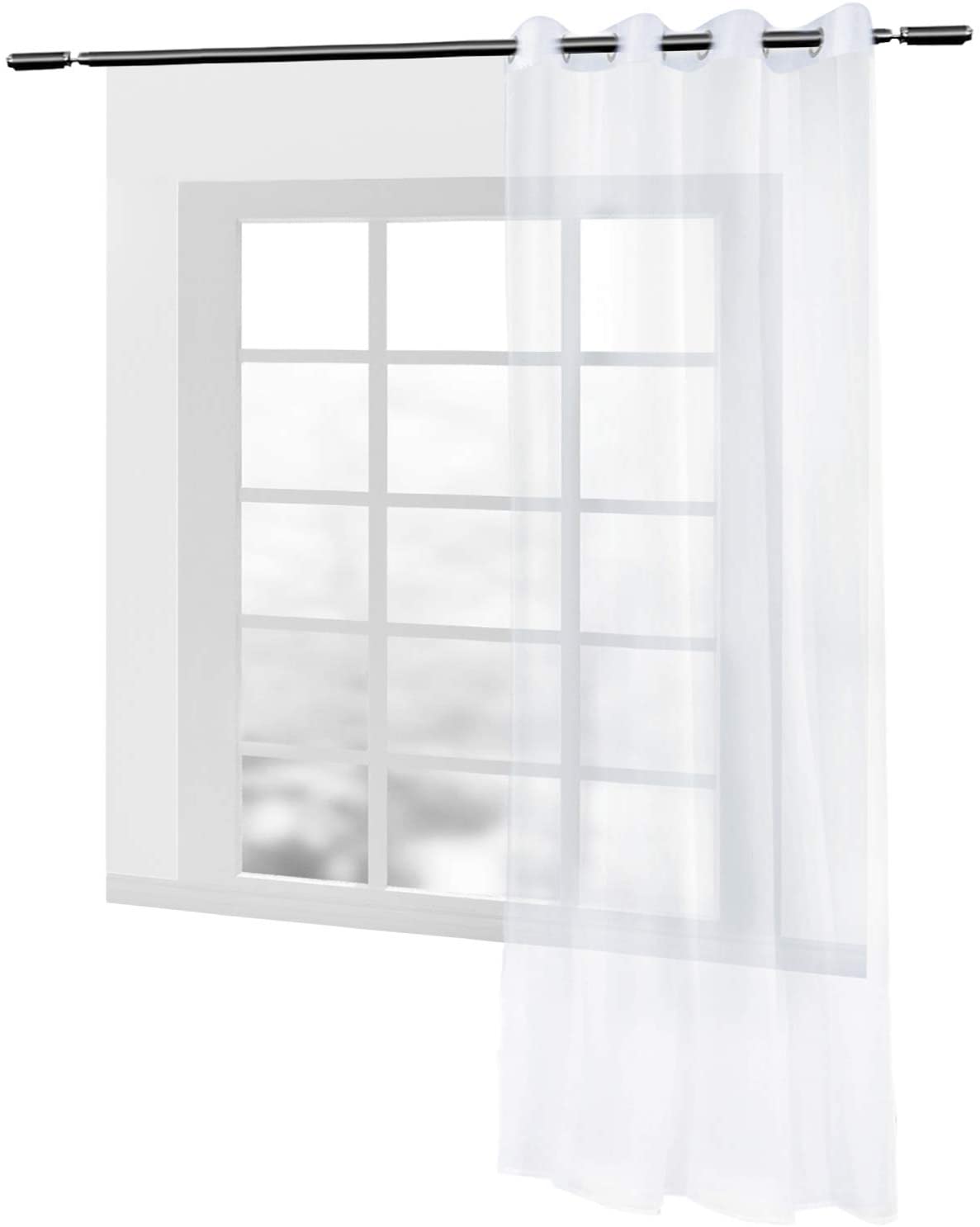 WOLTU 1 pièce Rideau Voilage Transparent à Oeillets, décoration pour ...