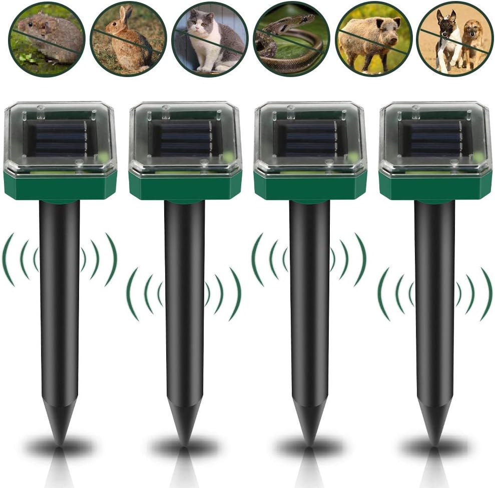 Répulsif Solaire Ultrason Anti-Taupe – Lot de 4, Étanche IP65, Anti ...