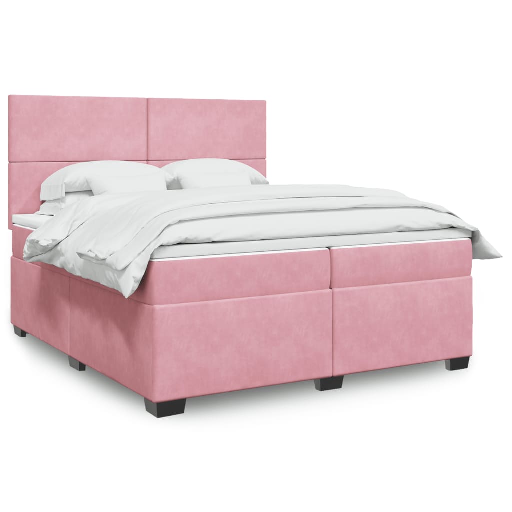 Cama box spring con colchón terciopelo rosa 200x200 cm | Leroy Merlin