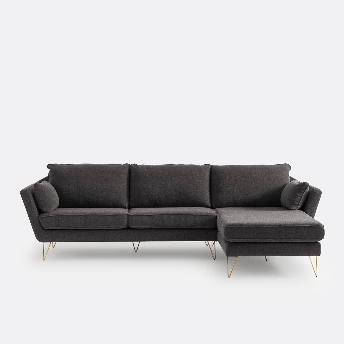 Canapé d'angle polyester, Topim - Gris anthracite - angle droit | Leroy Merlin