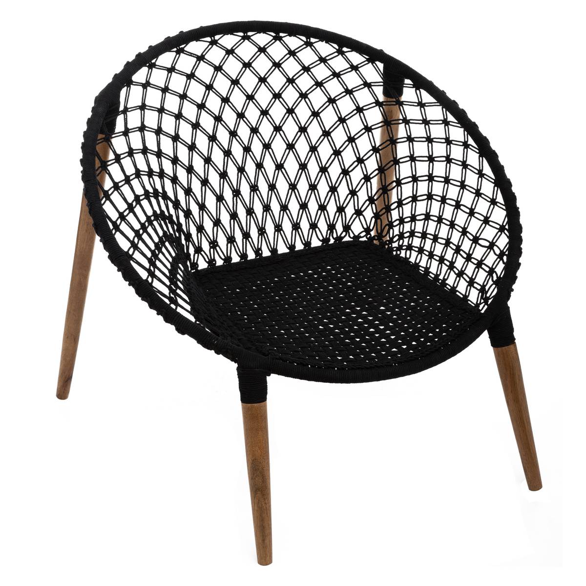 Fauteuil "Raina" tressé noir - coton & manguier - Atmosphera créateur d ...