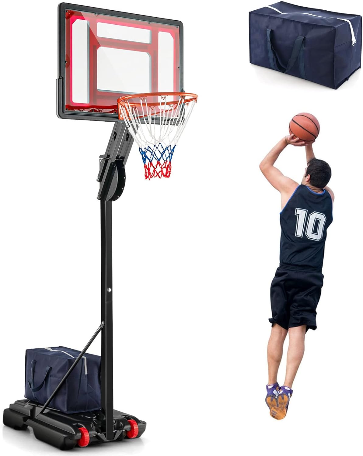 Canasta Baloncesto Exterior, Altura Ajustable de 10 Niveles, 1,55 a 3 ...