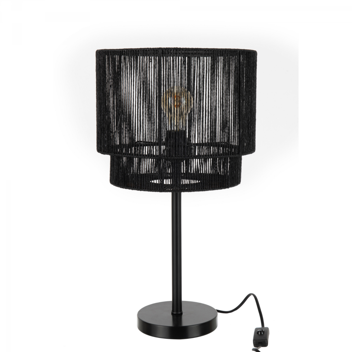 Lampe ronde en corde et pied métal GREGY | Leroy Merlin