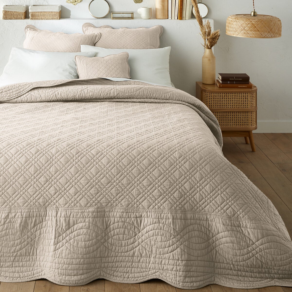 Boutis matelassé coton, Scenario - Naturel - 280 x 280 cm | Leroy Merlin