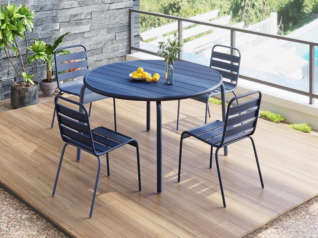 Comedor de jardín de metal - una mesa de 110 cm de diámetro y 4 sillas ...