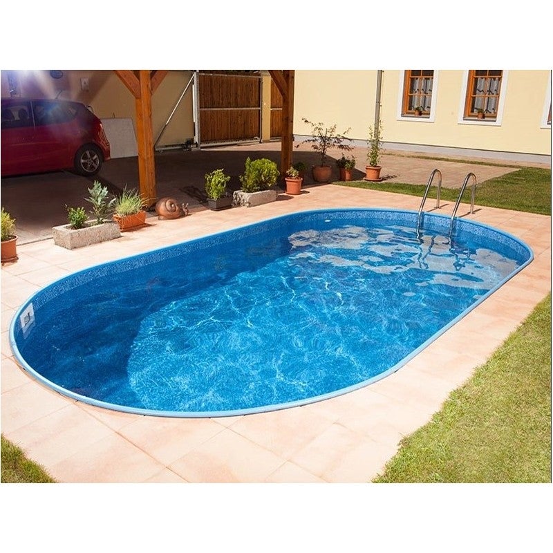 Piscine Ibiza ovale 5 x 9 x 1,50 m, paroi 0,75 mm, liner, rails ...