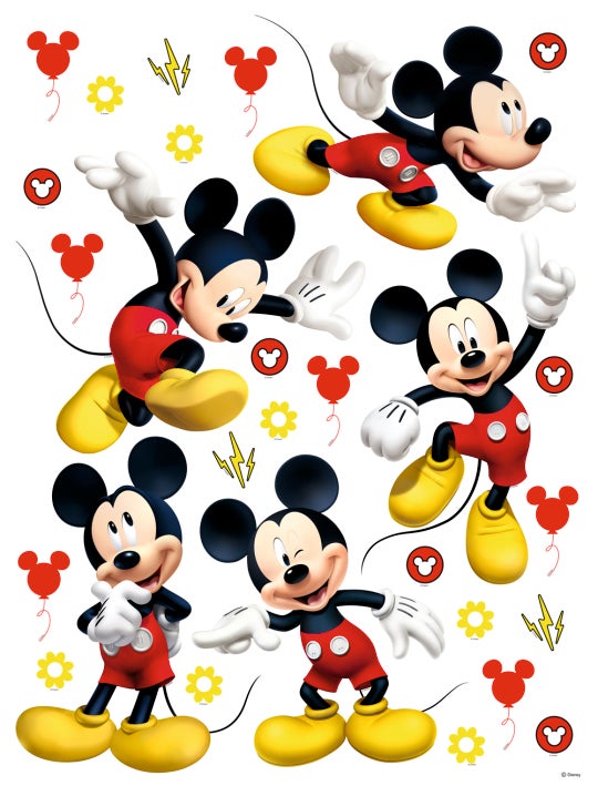 Mural decorativo autoadhesivo Mickey Mouse rojo y amarillo - 65 x 85 cm ...