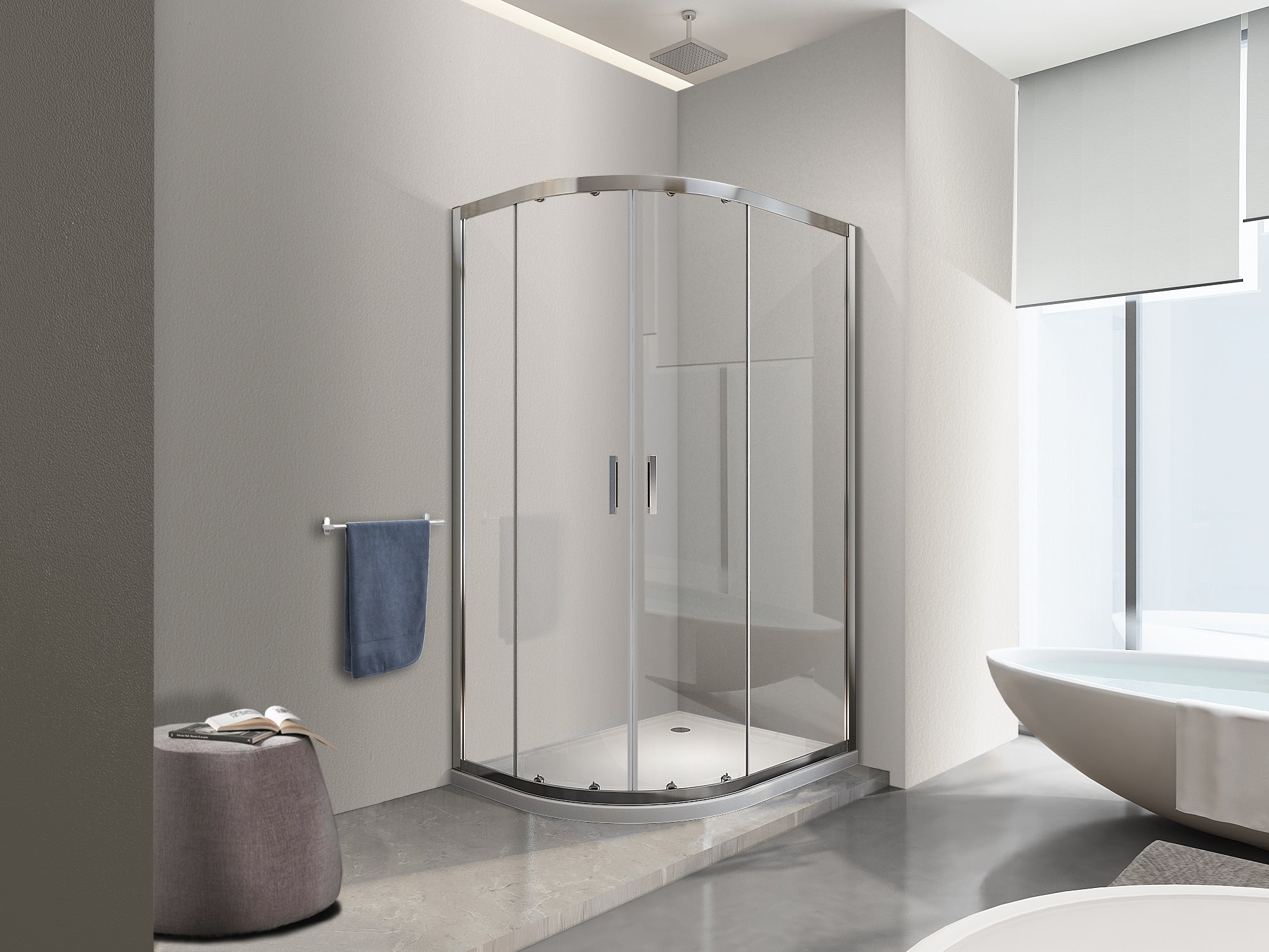 NALA Cabine de Douche de 6 mm angulaire semi-circulaire avec profil ...