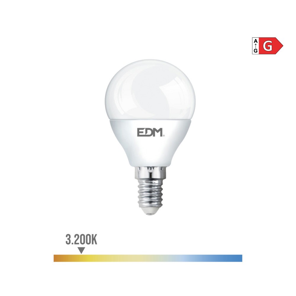 Bombilla LED EDM Esférica E14 5W 400lm 3200K Luz Cálida Ø4,5x8cm | Leroy Merlin