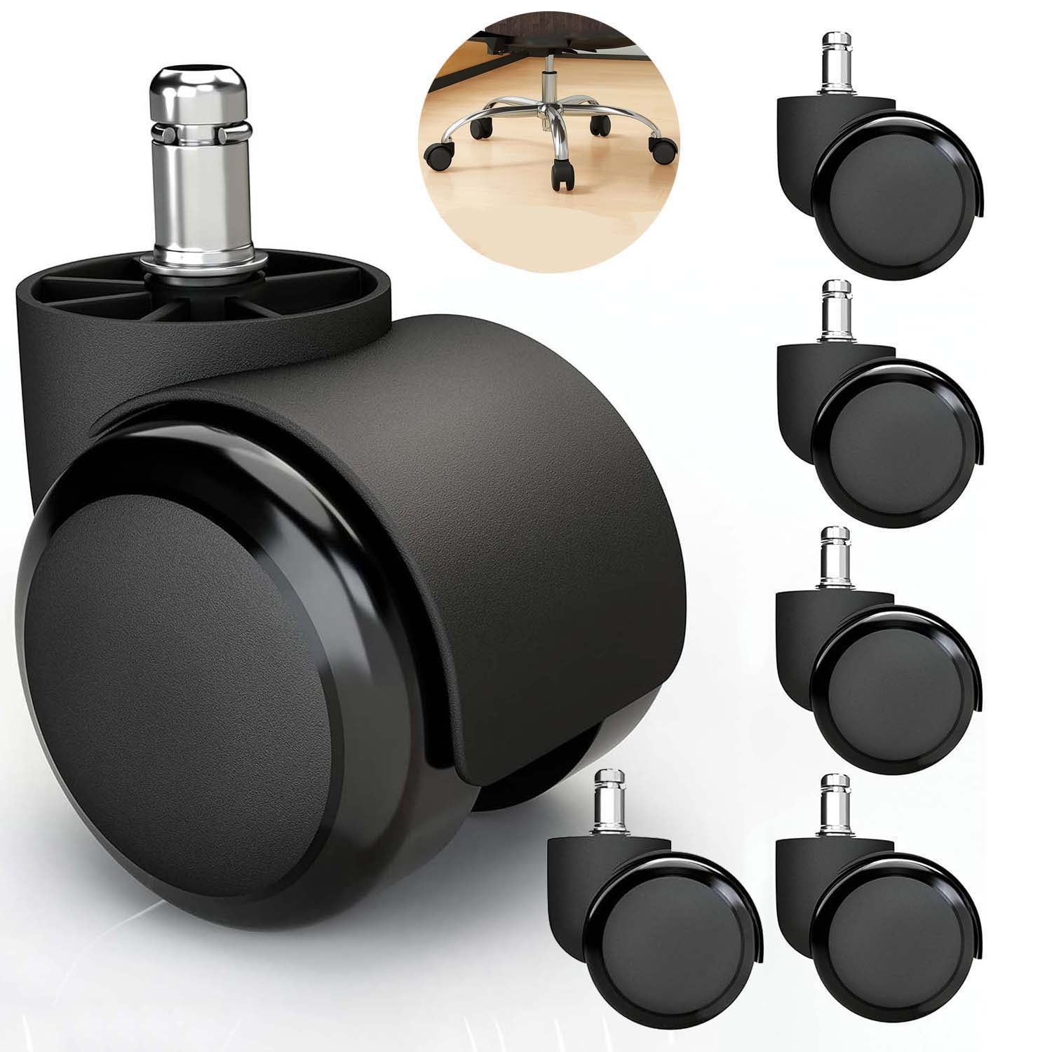 6 ruote pavimenti duri 10 mm rivestimento PVC, silenziose antigraffio, ruote universali sedie ...