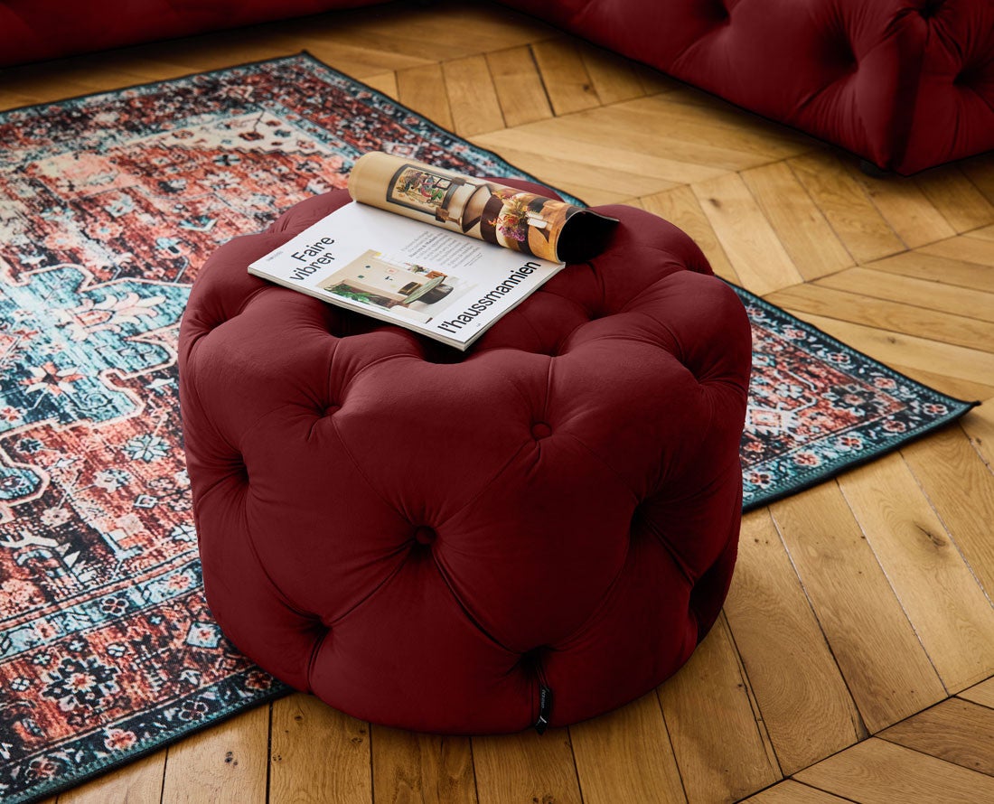 Gallata - pouf Chesterfield rond - en velours | Leroy Merlin