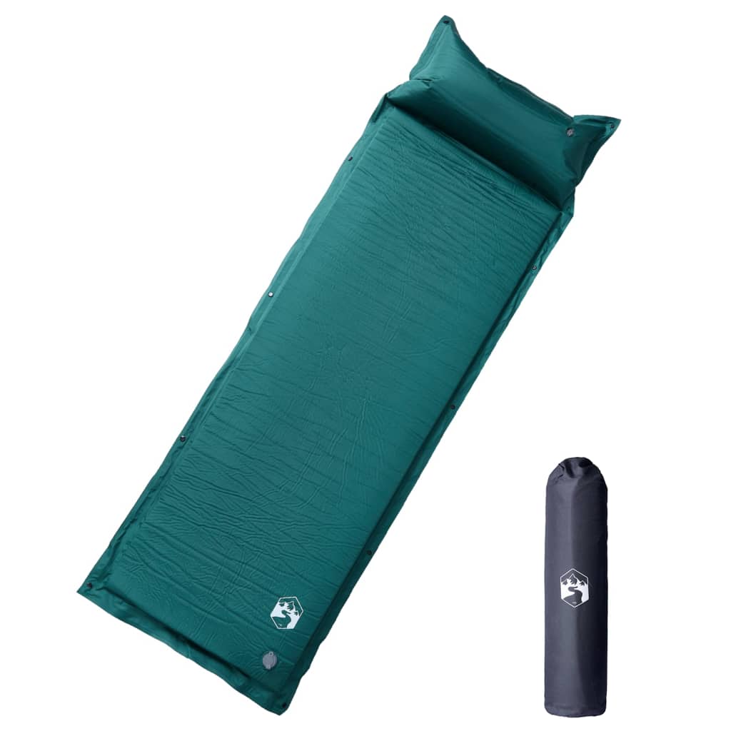 Colchón de camping autoinflable con almohada 1 persona verde | Leroy Merlin