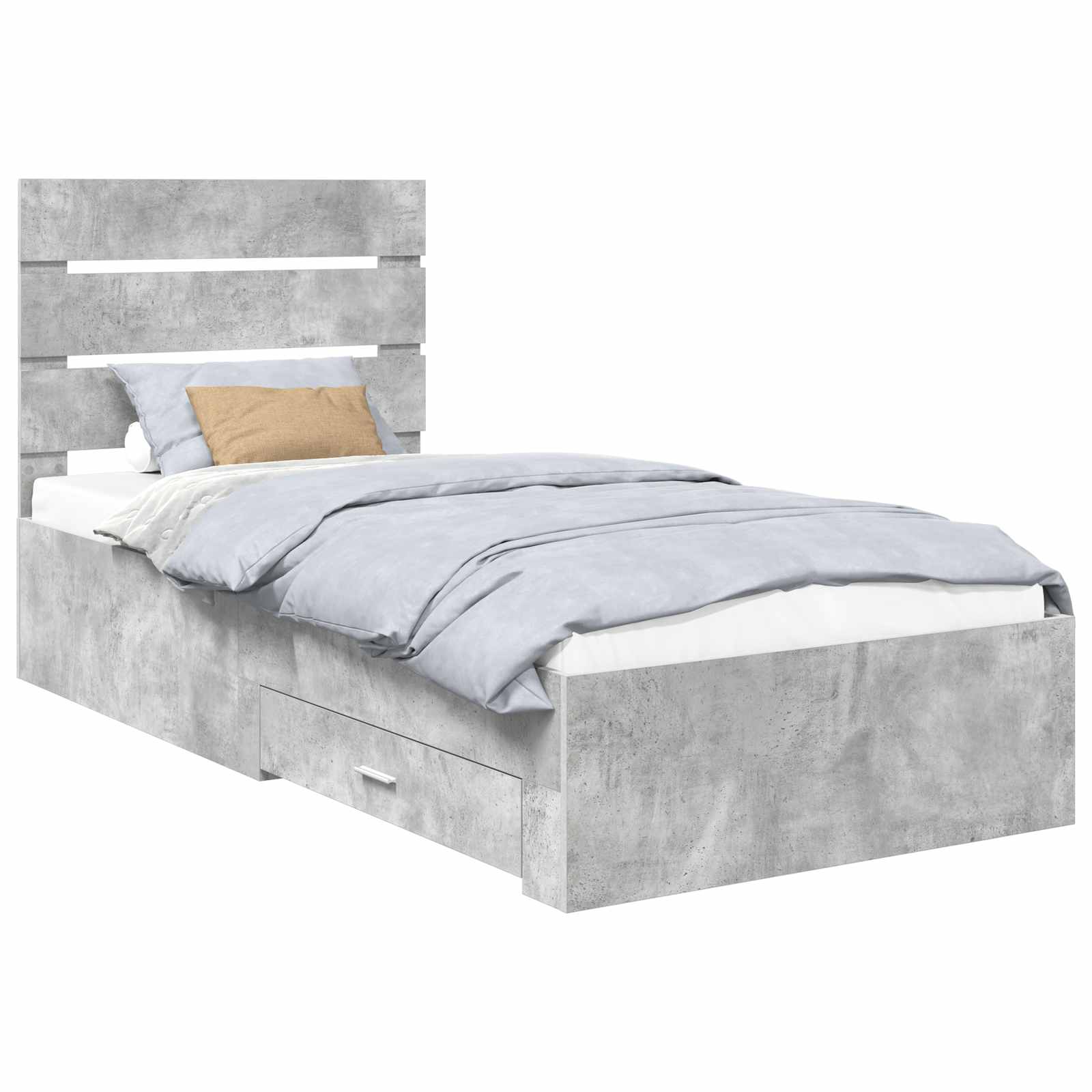 Estructura de cama individual para adultos con cajón Gris Concreto 90 x ...