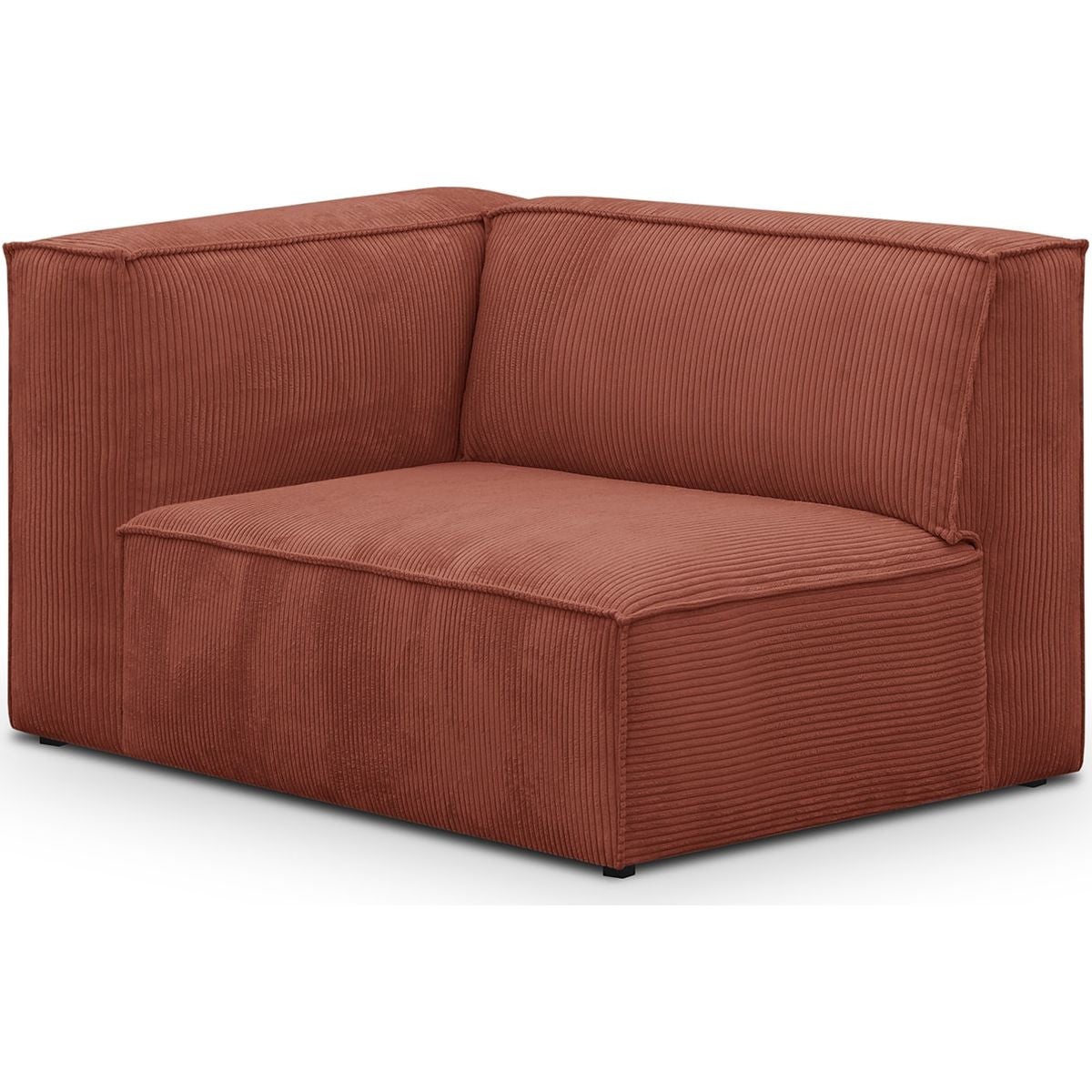 Chauffeuse d'angle à gauche modulable en velours côtelé rouille - Rezia ...