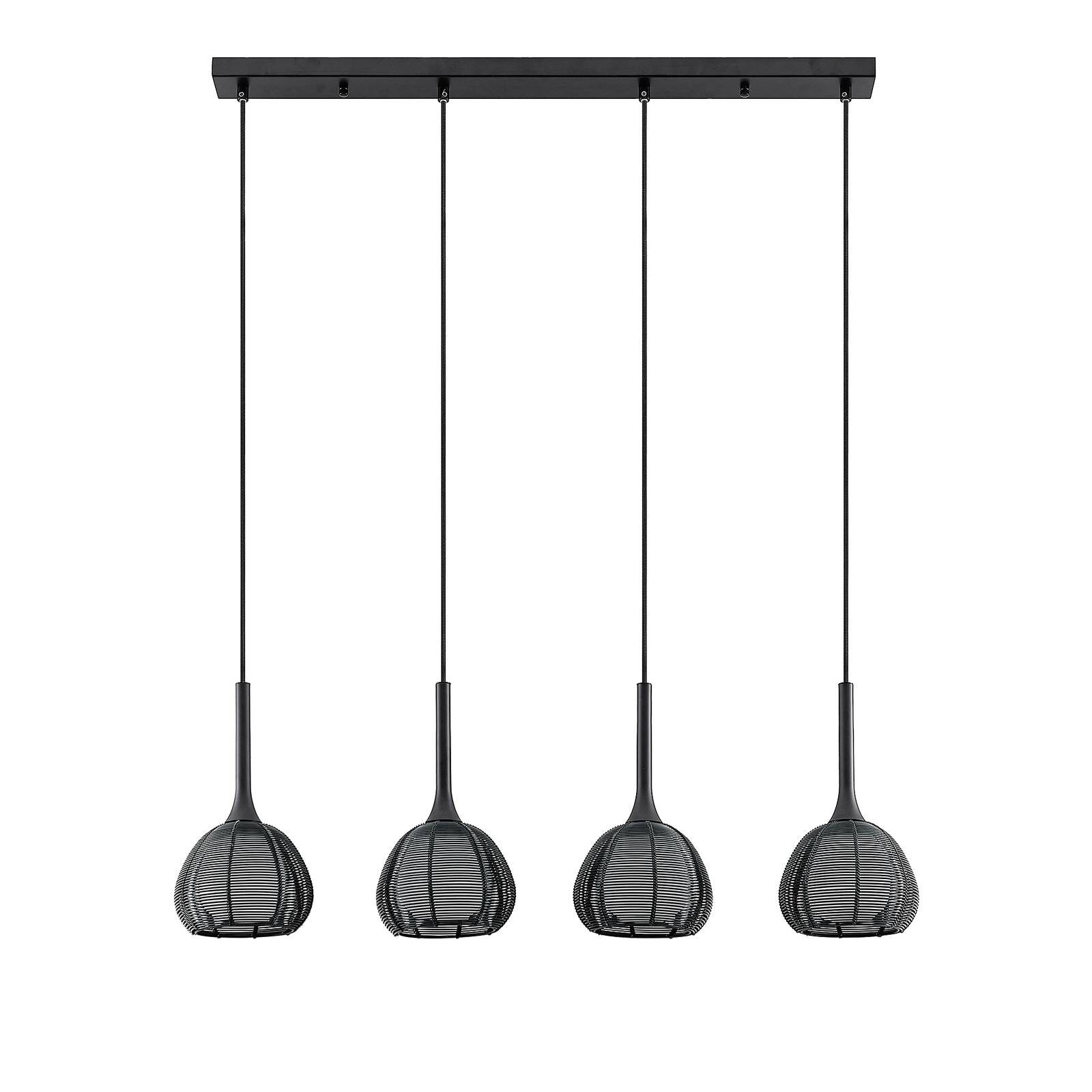 Lucande Tetira suspension 4 lampes allongée noire, Suspension Luminaire ...