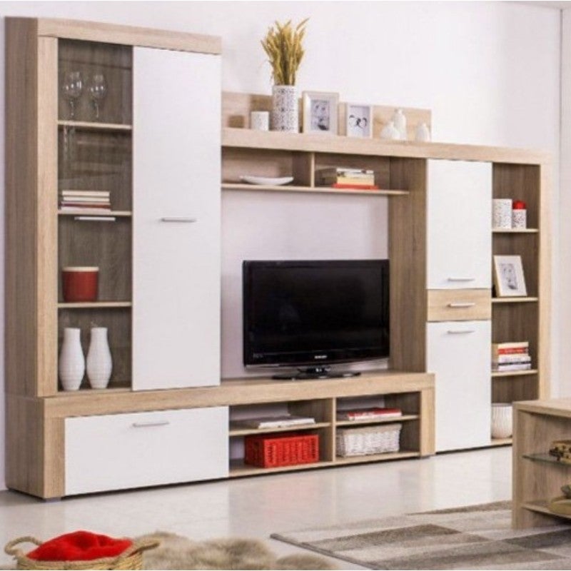 LIZA Mur de rangement Chêne blanc 245x41,5x196 cm | Leroy Merlin