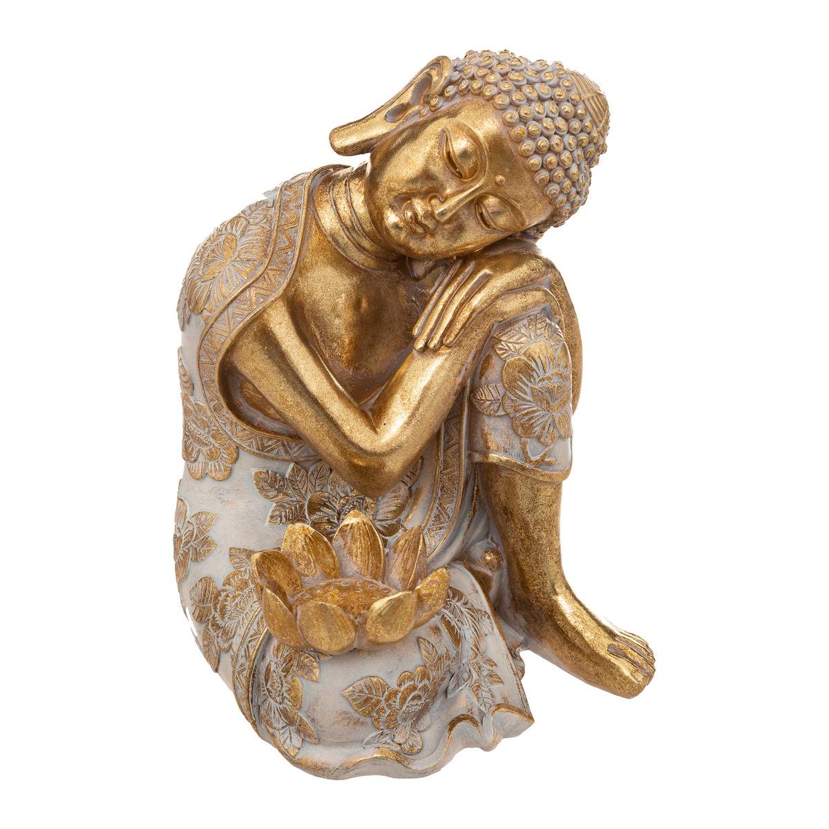 Statuette "Bouddha" - résine - doré - H23 cm - Atmosphera créateur d ...