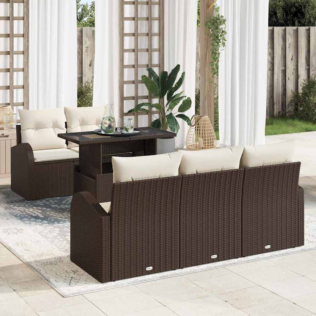Set Divano da Giardino con cuscino 6 pcs Marrone polyrattan vidaXL ...