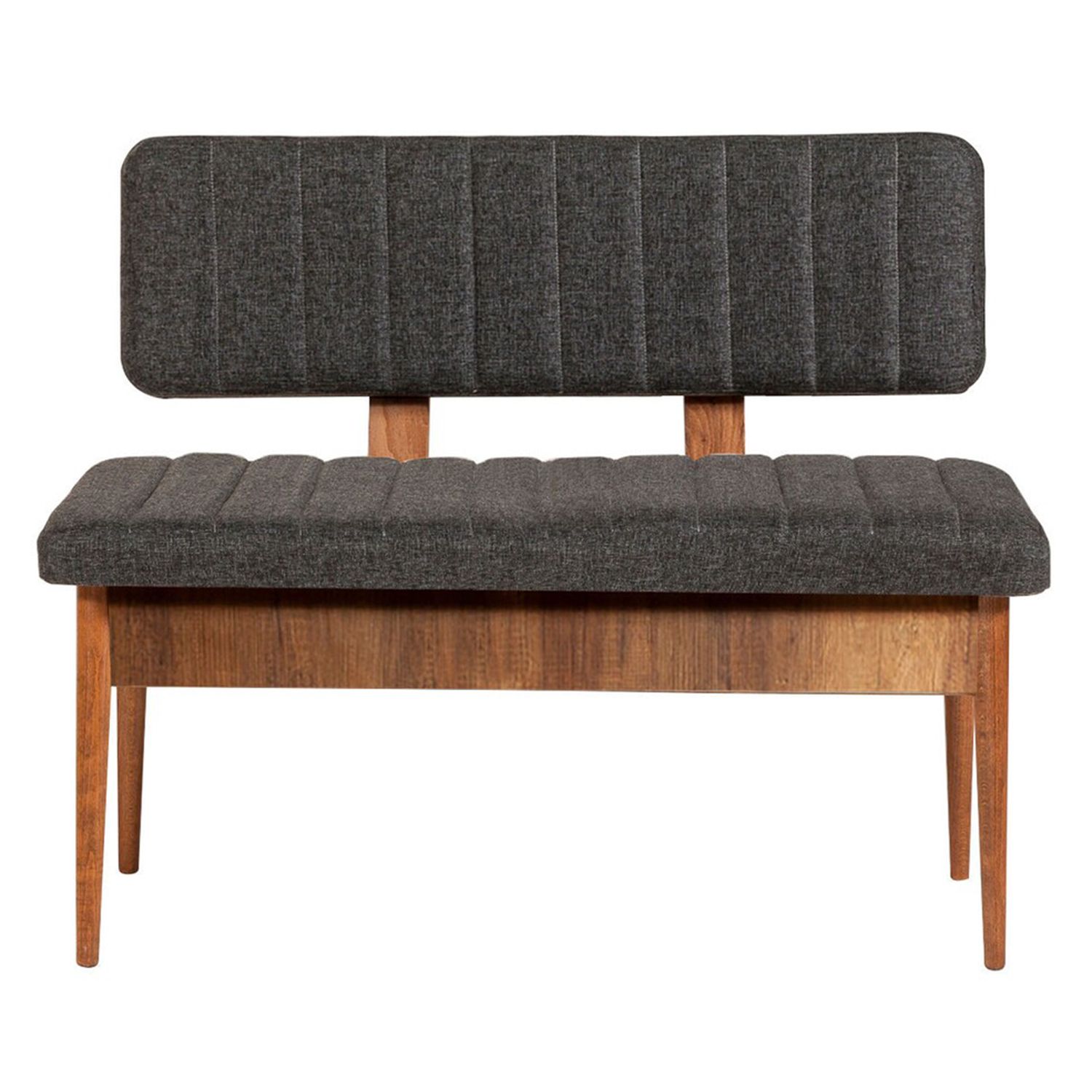 Banquette-coffre capitonnée avec dossier L110cm Scamnum Bois foncé et ...