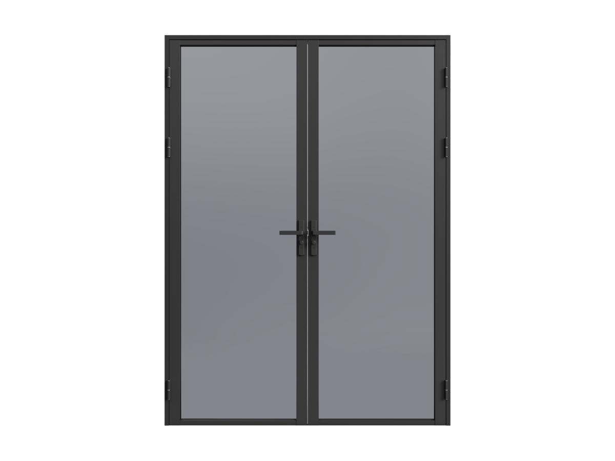Bloc porte réversible à deux battants en aluminium et verre trempé fumé ...