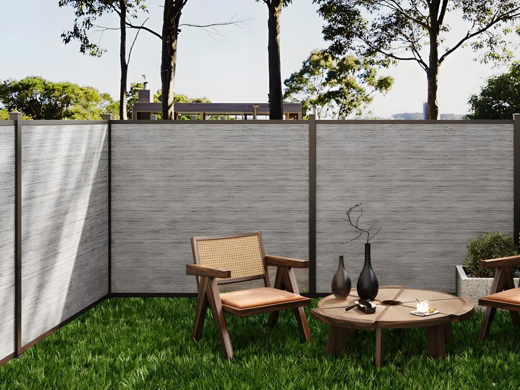 Valla para clavar en el suelo Alt.156 cm - kit 6 láminas composite + 2 ...