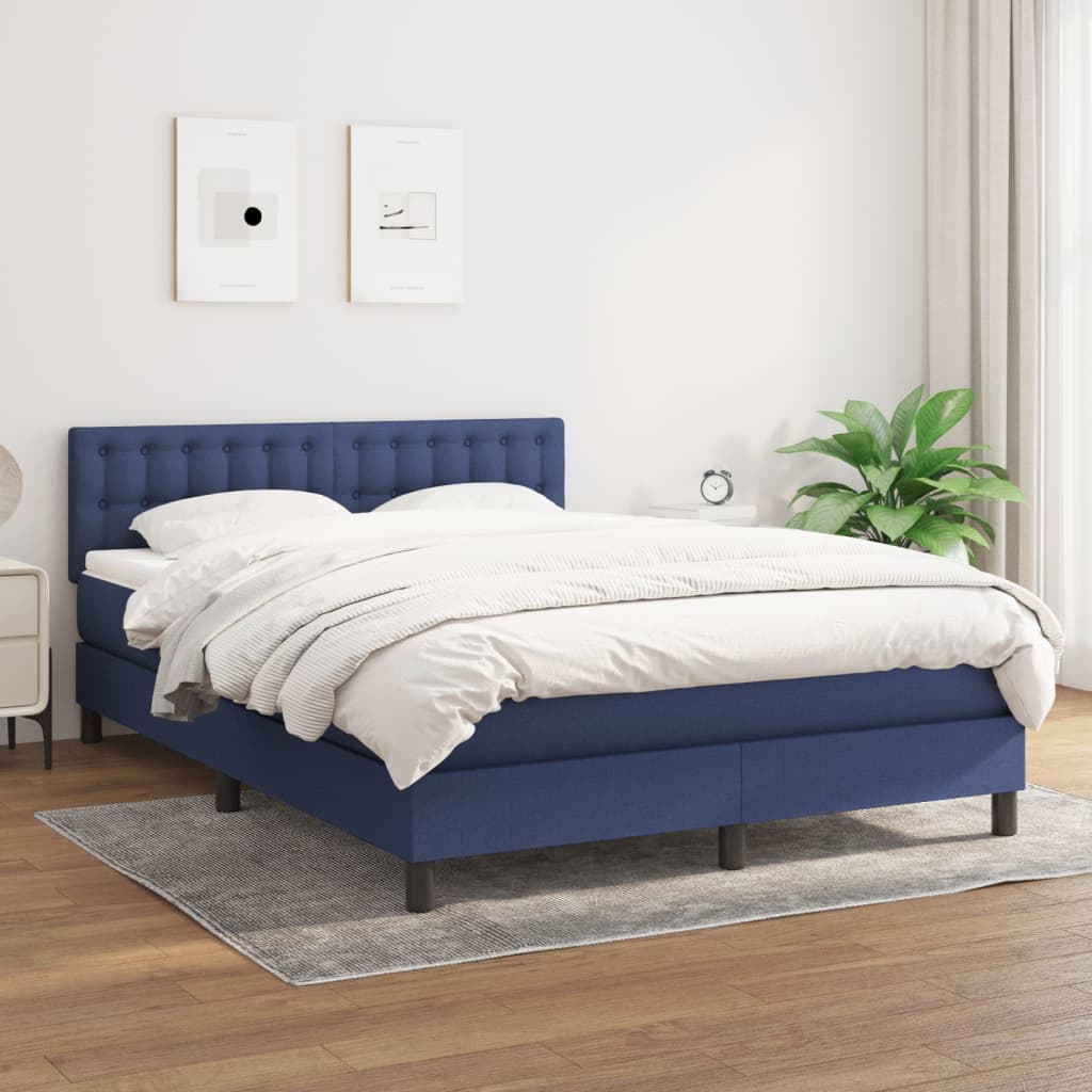 VidaXL Cama box spring con colchón tela azul 140x200 cm | Leroy Merlin