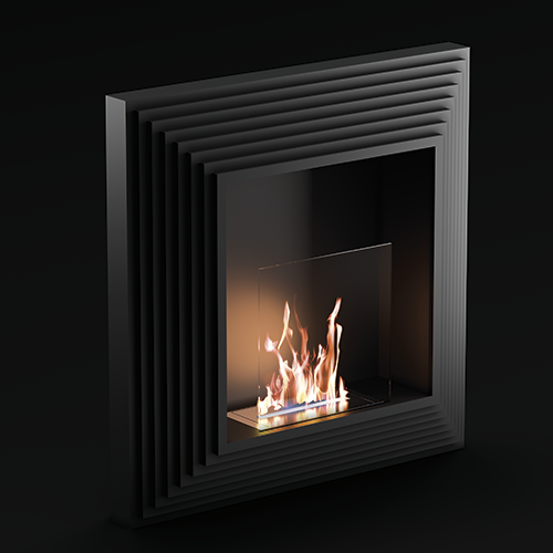 Cheminée bioélectrique murale Elysium Black 2,5 kW – structure en acier ...