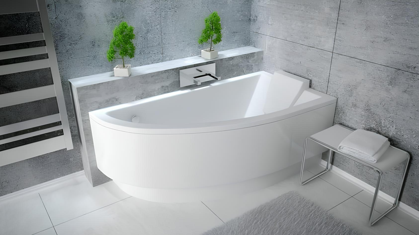 Baignoire d'angle asymétrique ORIEGO II 150 cm droite sans tablier ...