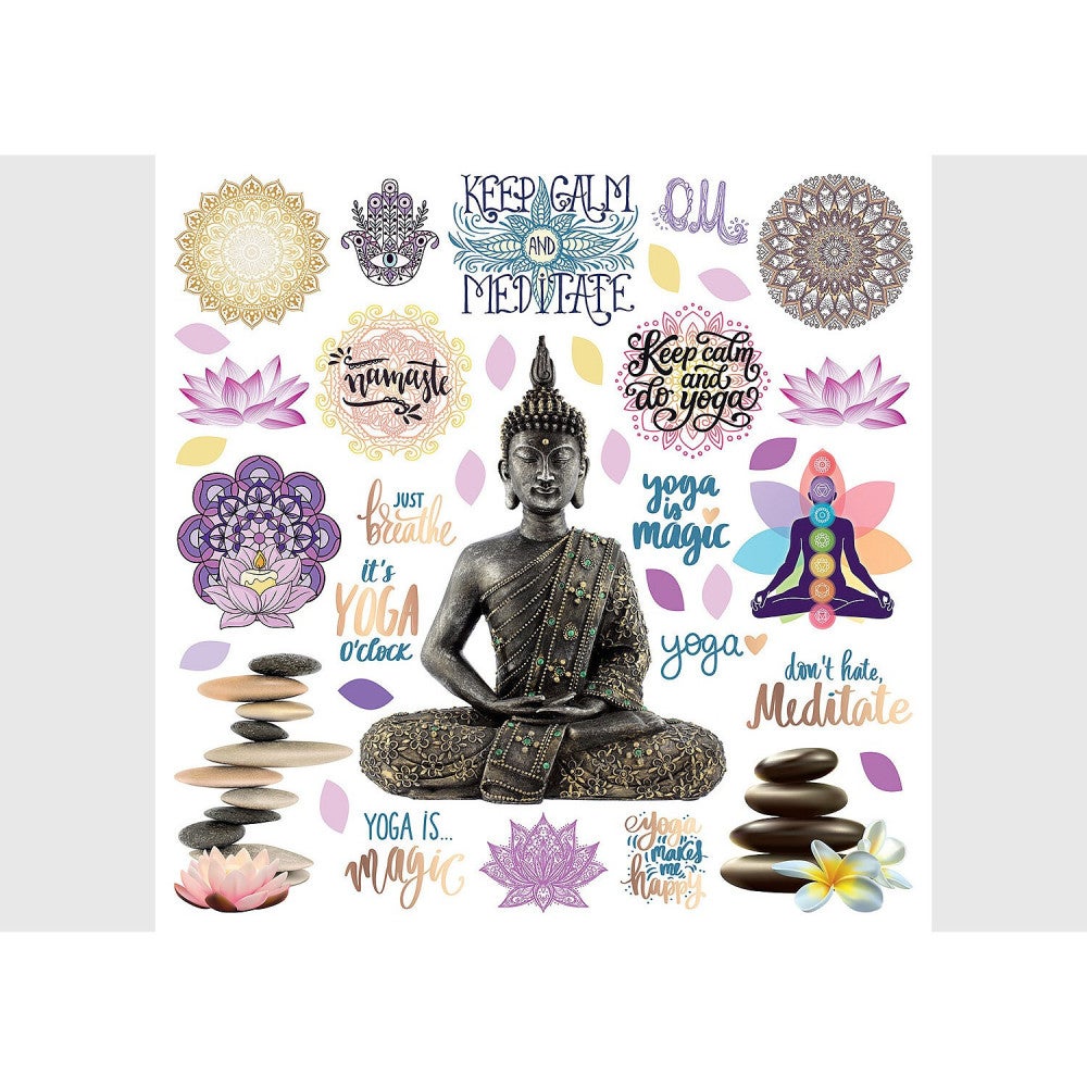 Stickers - Buddha avec des motifs colorés - 1 planche 30x30cm | Leroy ...