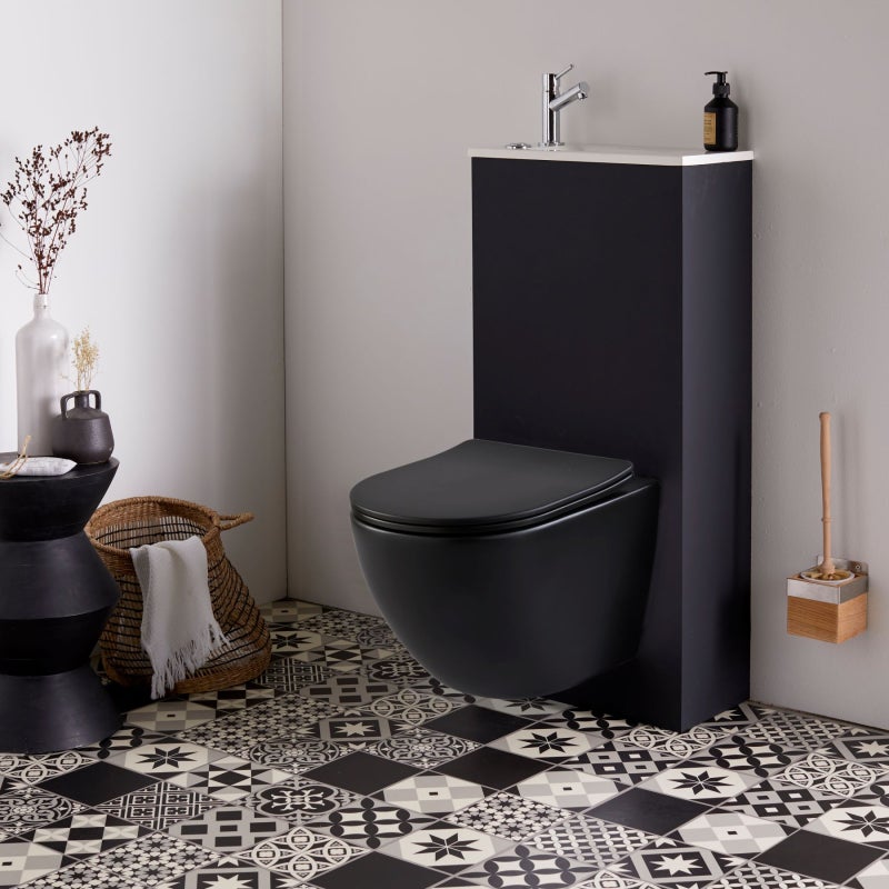 Pack WC suspendu avec lave-mains intégré + cuvette gain de place sans ...