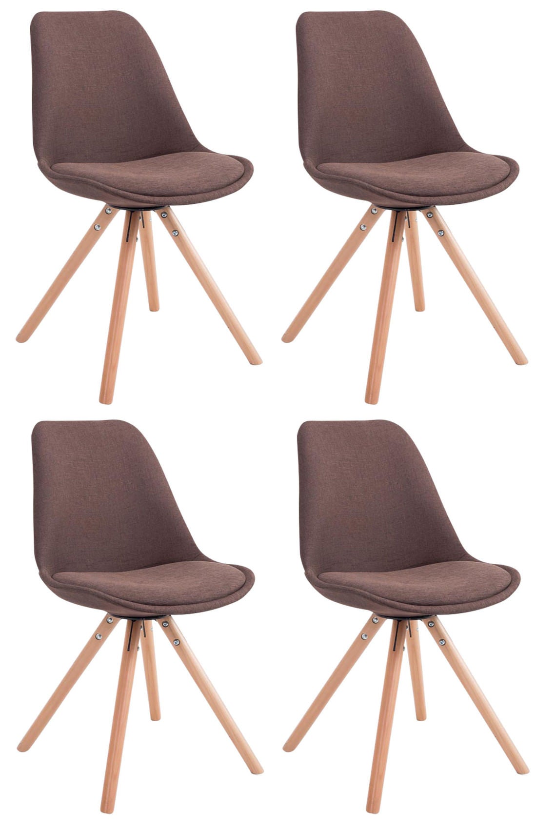 4 chaises de salle à manger style scandinave en tissu marron pieds rond ...