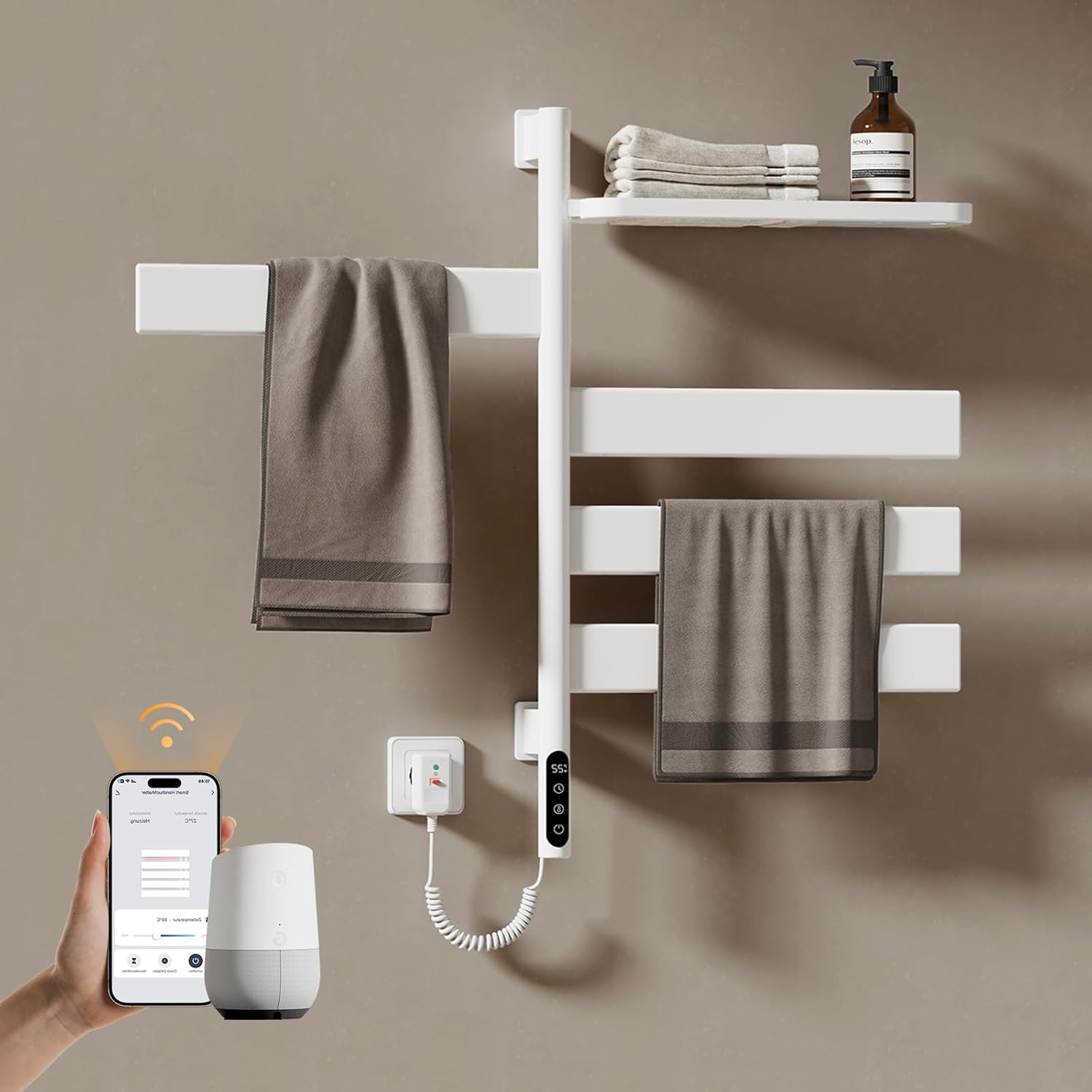 EMKE Toallero Eléctrico 76×45cm, Termostato Inteligente WiFi, Radiador ...