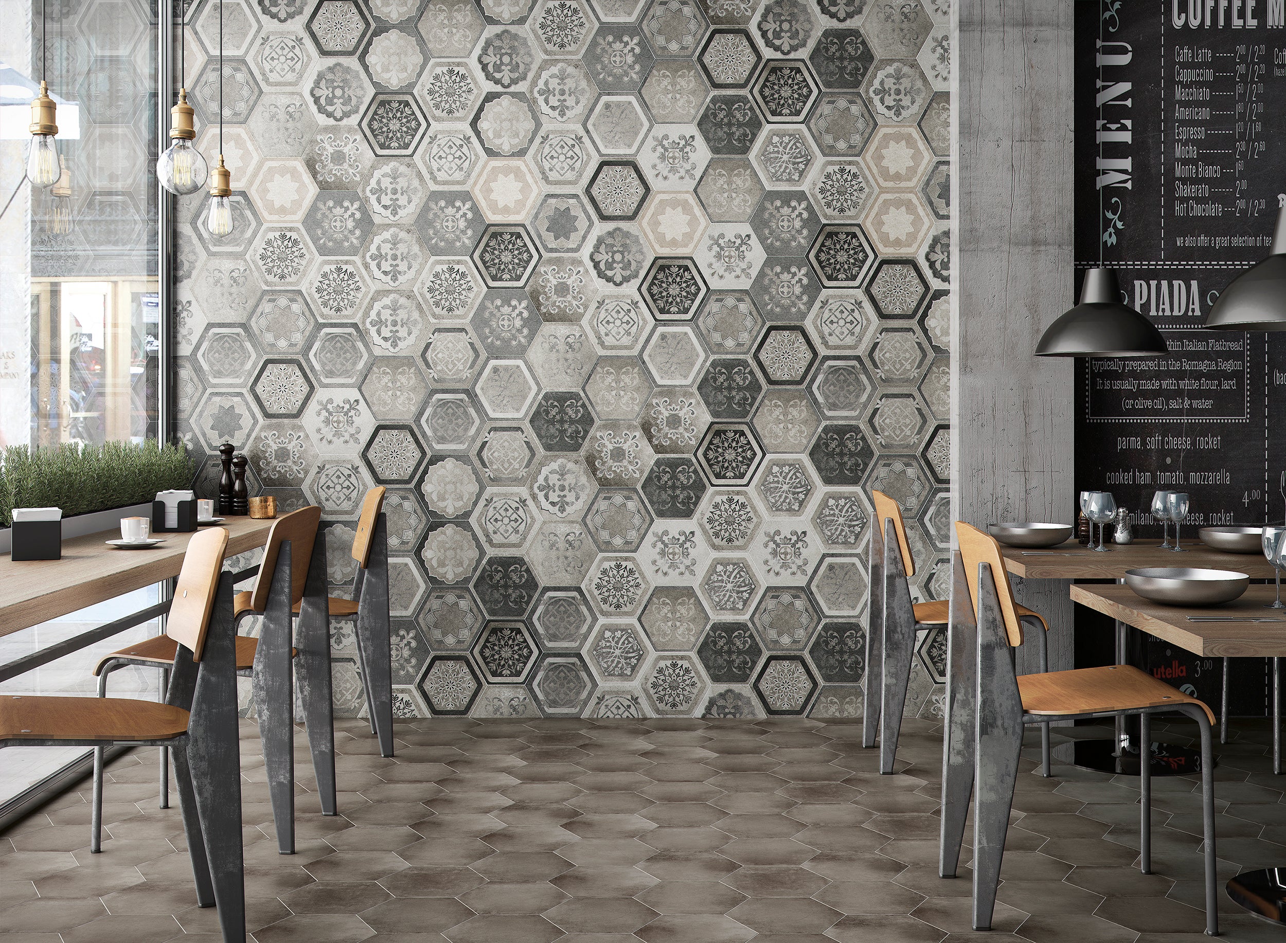 TOSCANA BACKSTAGE GREY DECOR (GPR) 25,8x29 Esagono. Gres porcellanato ...