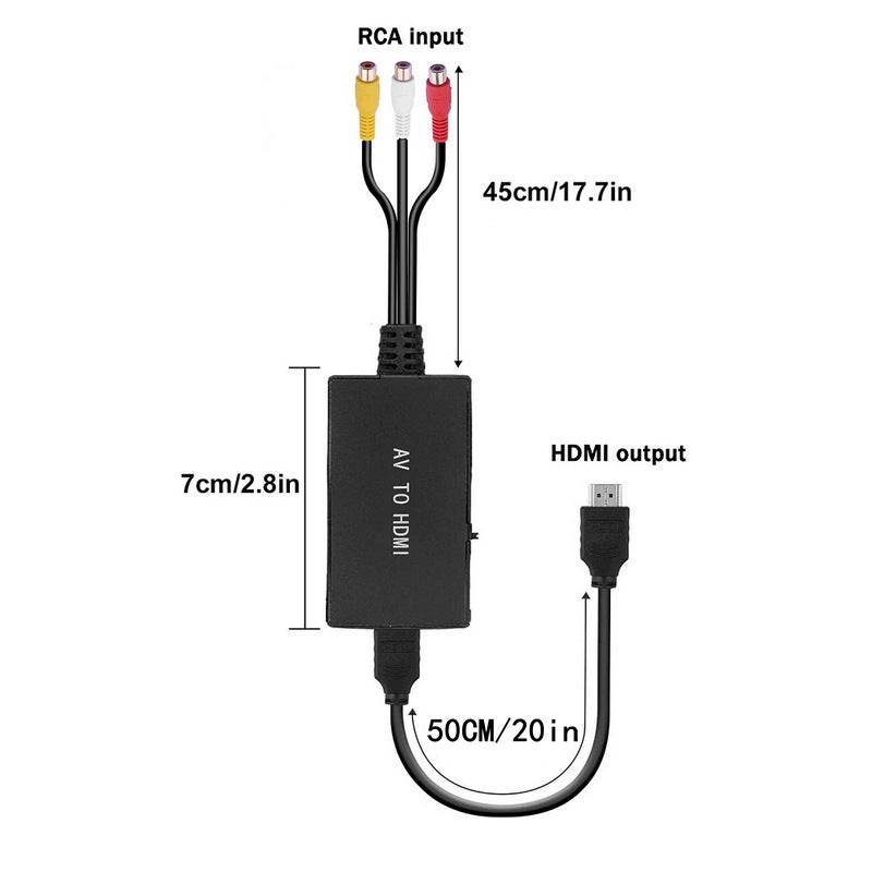 Adaptador RCA a HDMI, convertidor AV a HDMI, entrada RCA, salida de ...