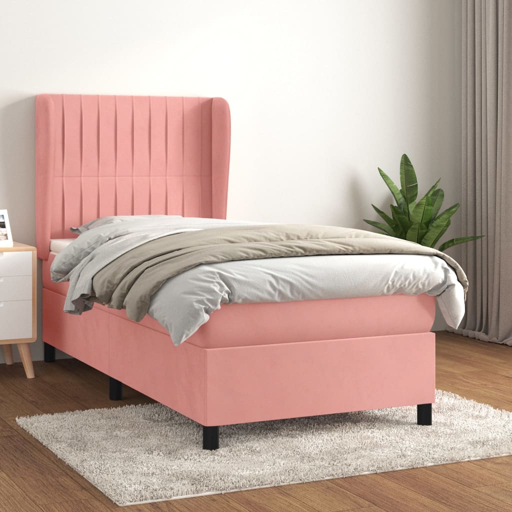 Lit à sommier tapissier avec matelas Rose 90x190 cm Velours | Leroy Merlin