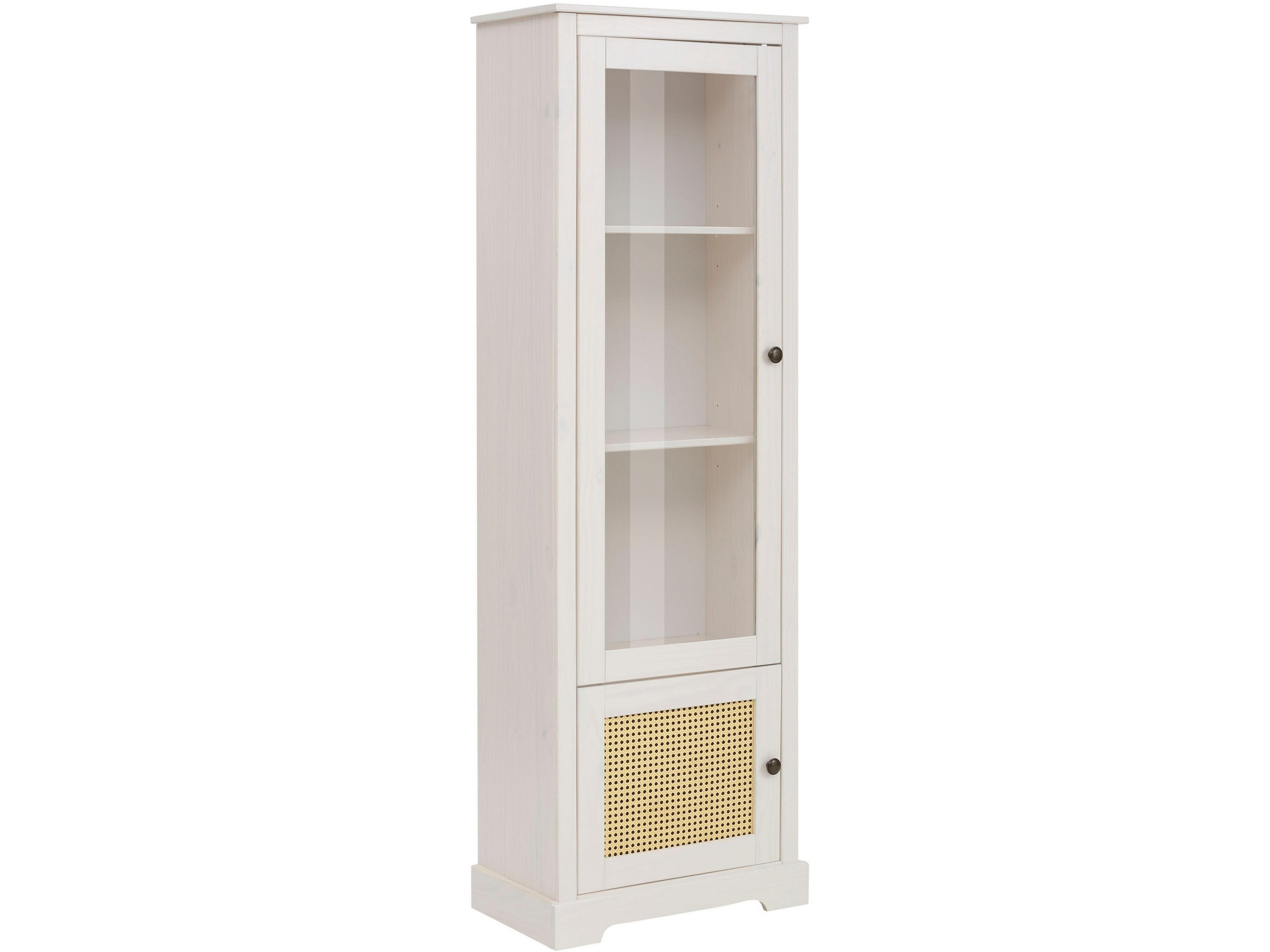 Linda|Vitrine avec 1 porte vitrée et 1 porte en pin blanc | Leroy Merlin