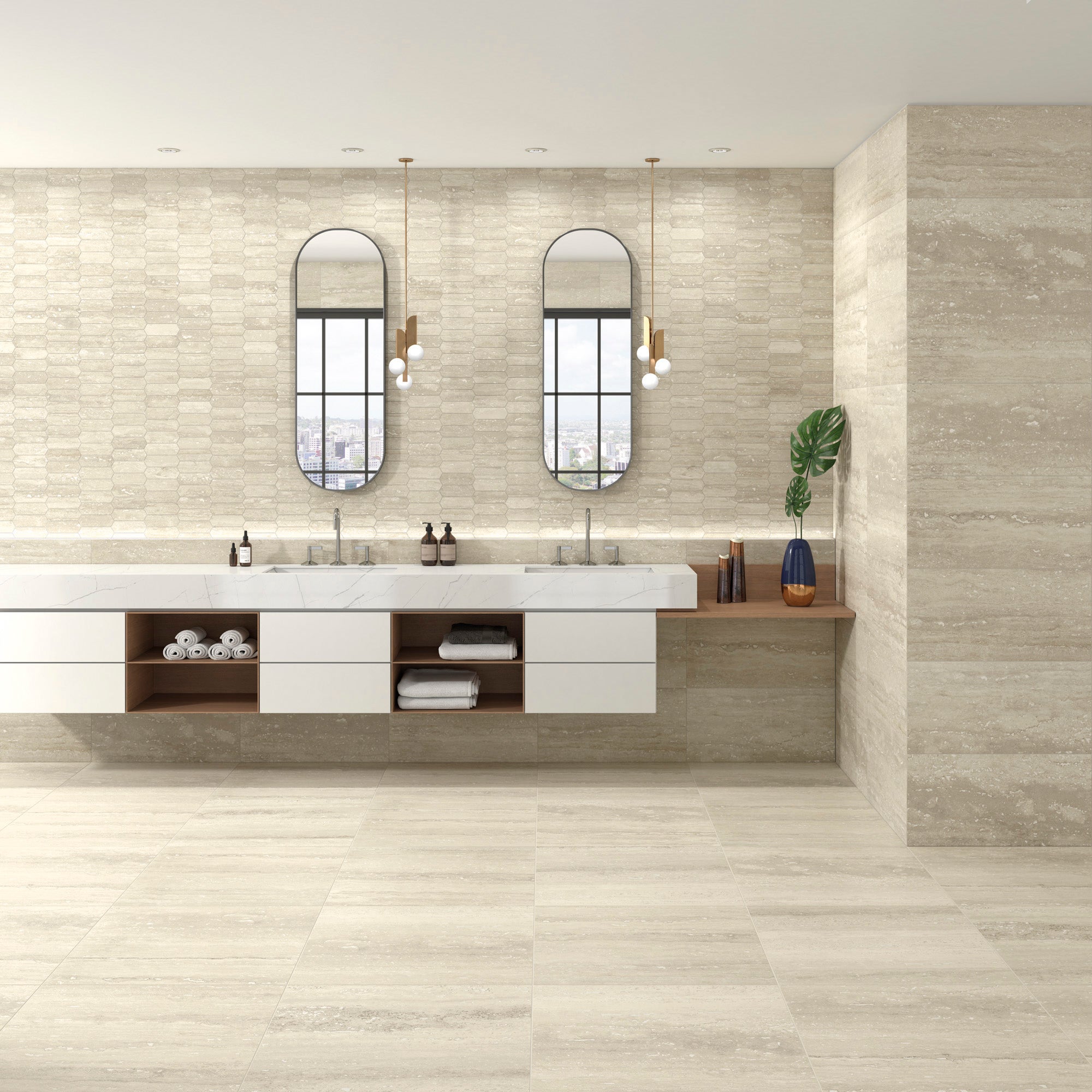 Faïence - PURE TRAVERTINE - BEIGE - BEGE - 30x90 Rectifié - Brillant ...