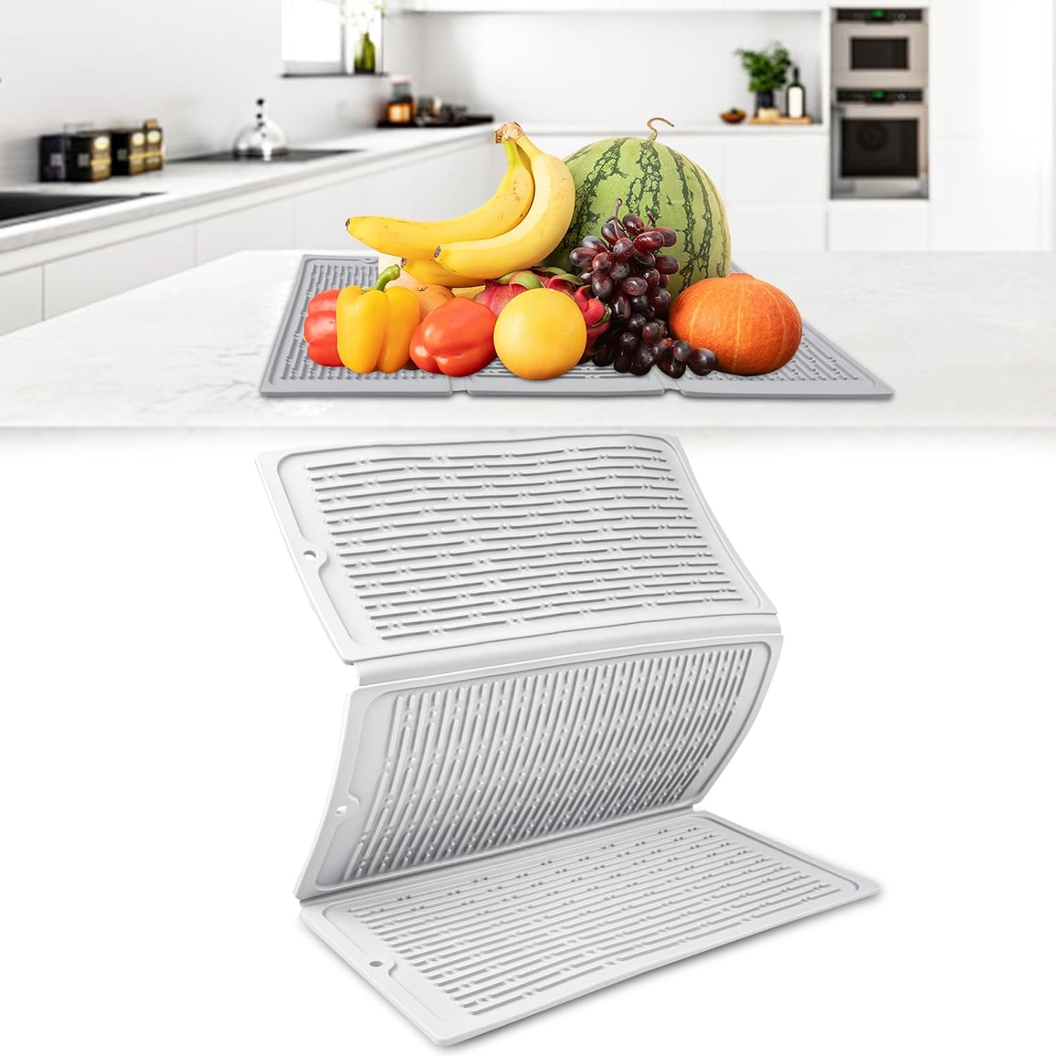 Scolapiatti in Silicone, Scolapiatti Pieghevole e Assorbente 50 x 35 cm ...