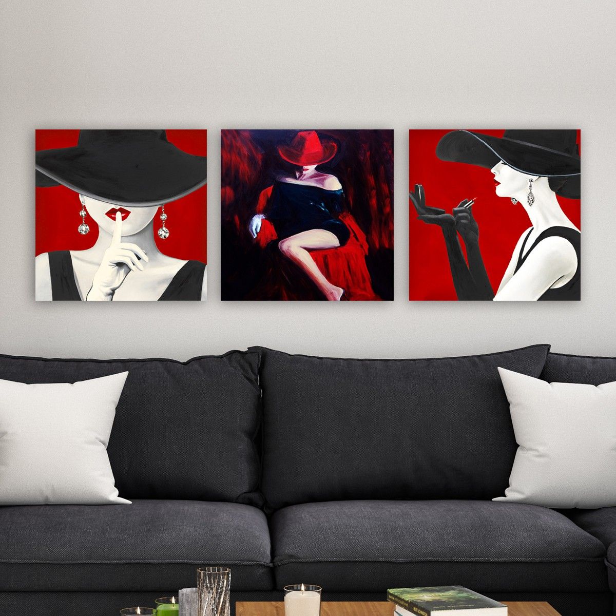 Set de 3 tableaux Redition 30x30cm Motif Femme fatale | Leroy Merlin