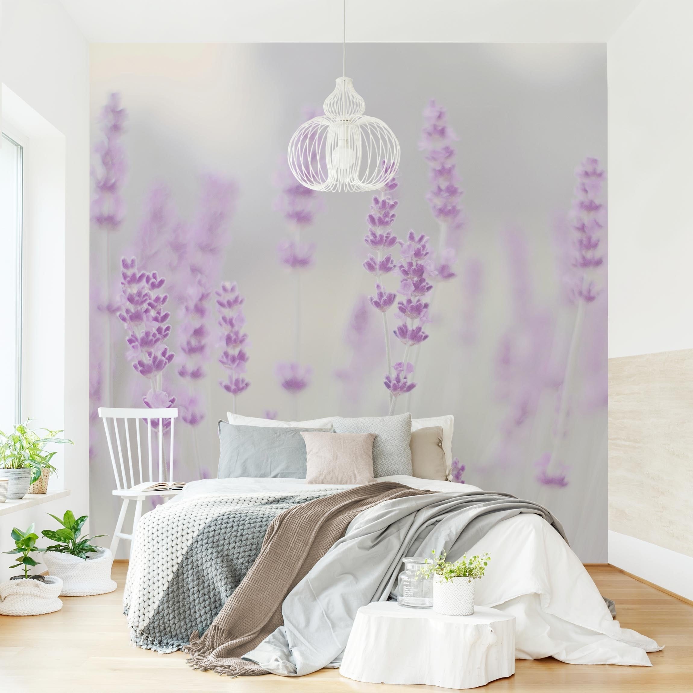 Papier peint panoramique fleurs fleuri campagne lavender 296 - salon ...