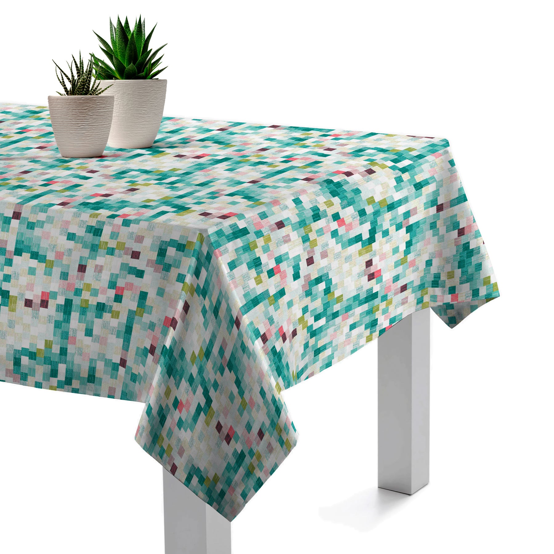 Mantel Resinado Antimanchas Paduana Hudson Turquesa 140x140 | Leroy Merlin