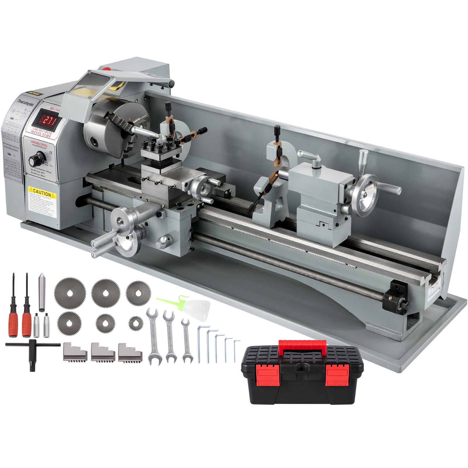 SucceBuy Mini torno metal 1100W 220MMx750MM Torno digital velocidad ...