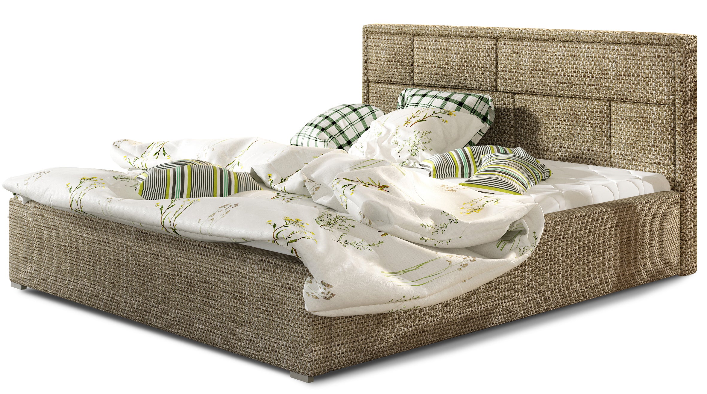 Lit adulte avec coffre de rangement Lenzo – Tissu rembourré-Couleur ...