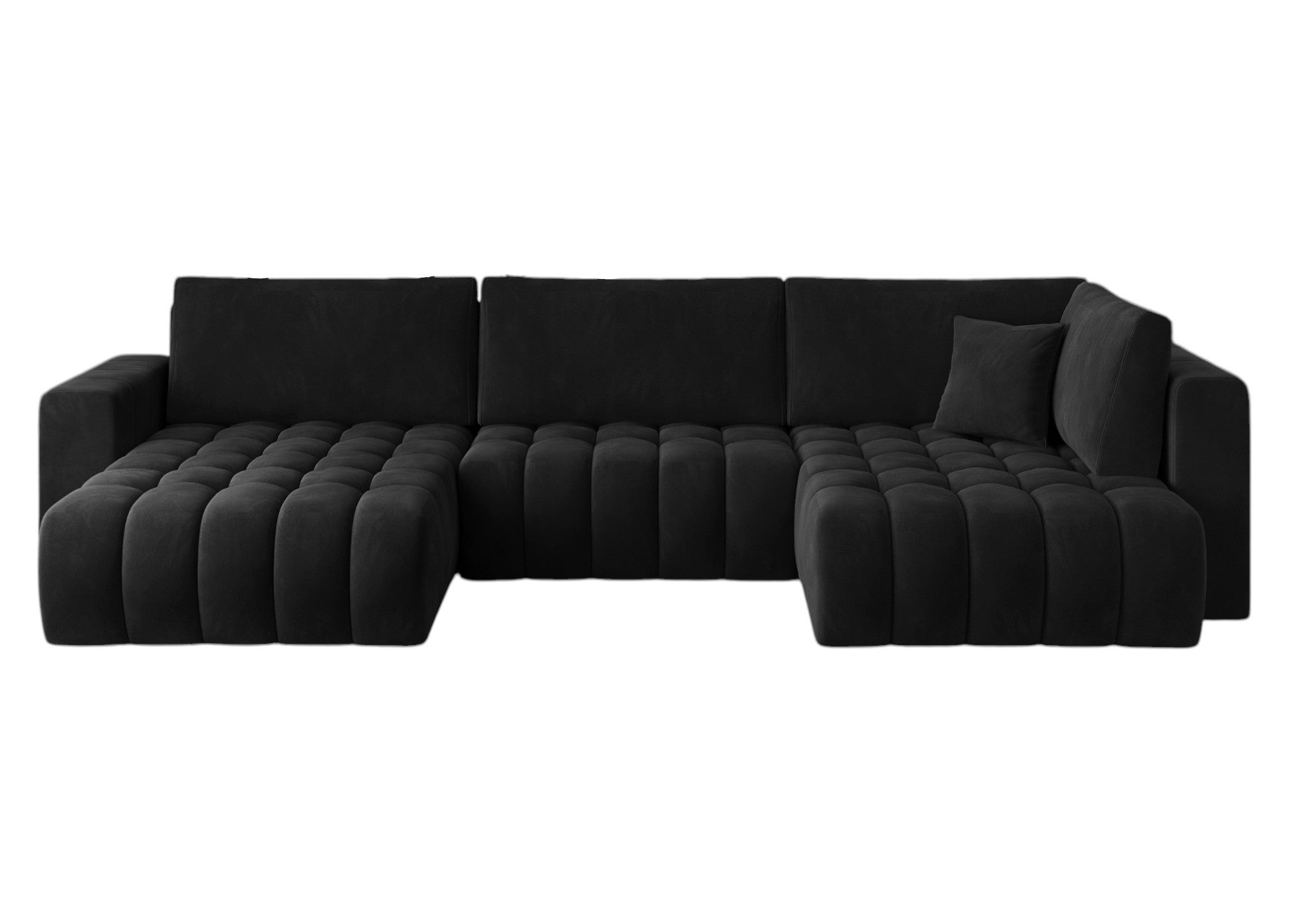 Canapé panoramique convertible design capitonné velours noir méridienne ...