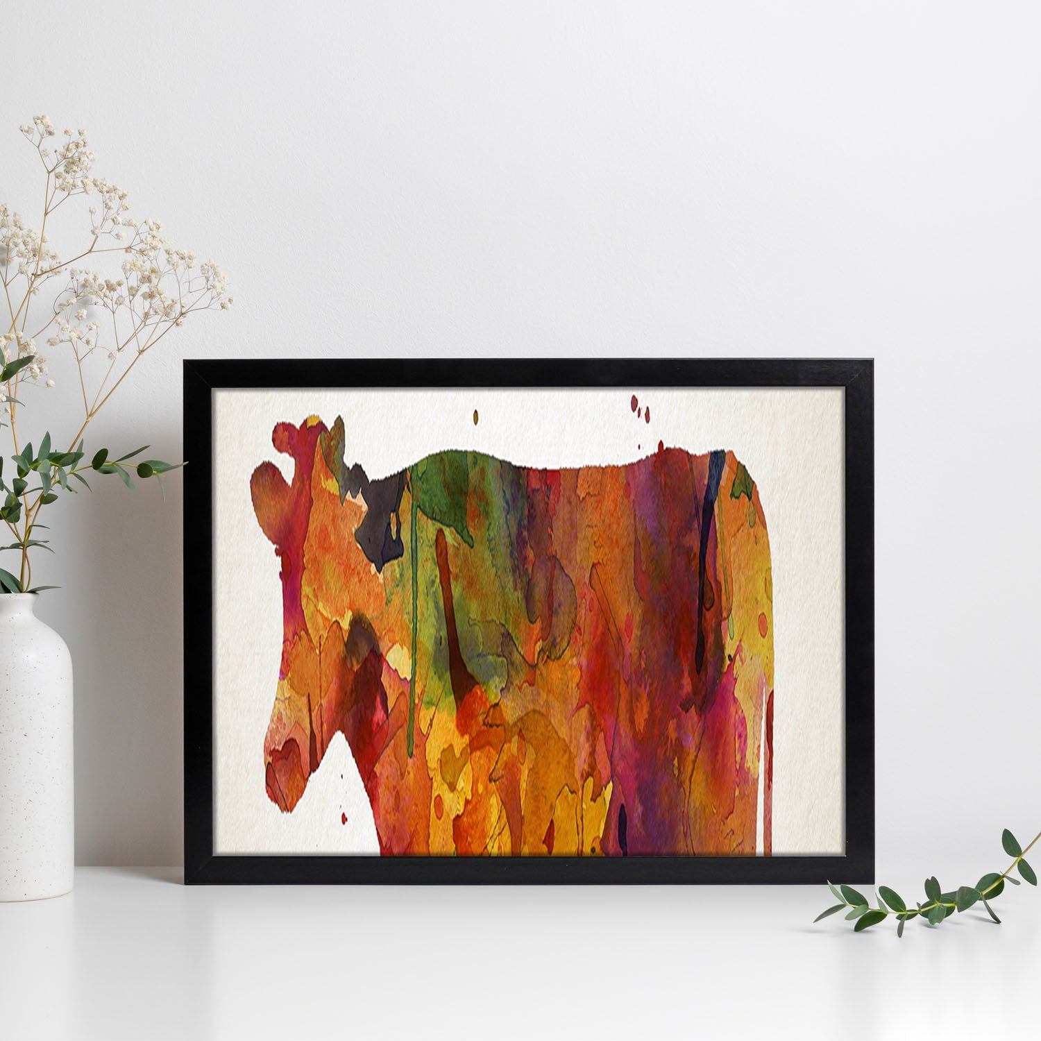 Affiche De Vache De Style Aquarelle. Animaux De Style Aquarelle A4 Sans ...