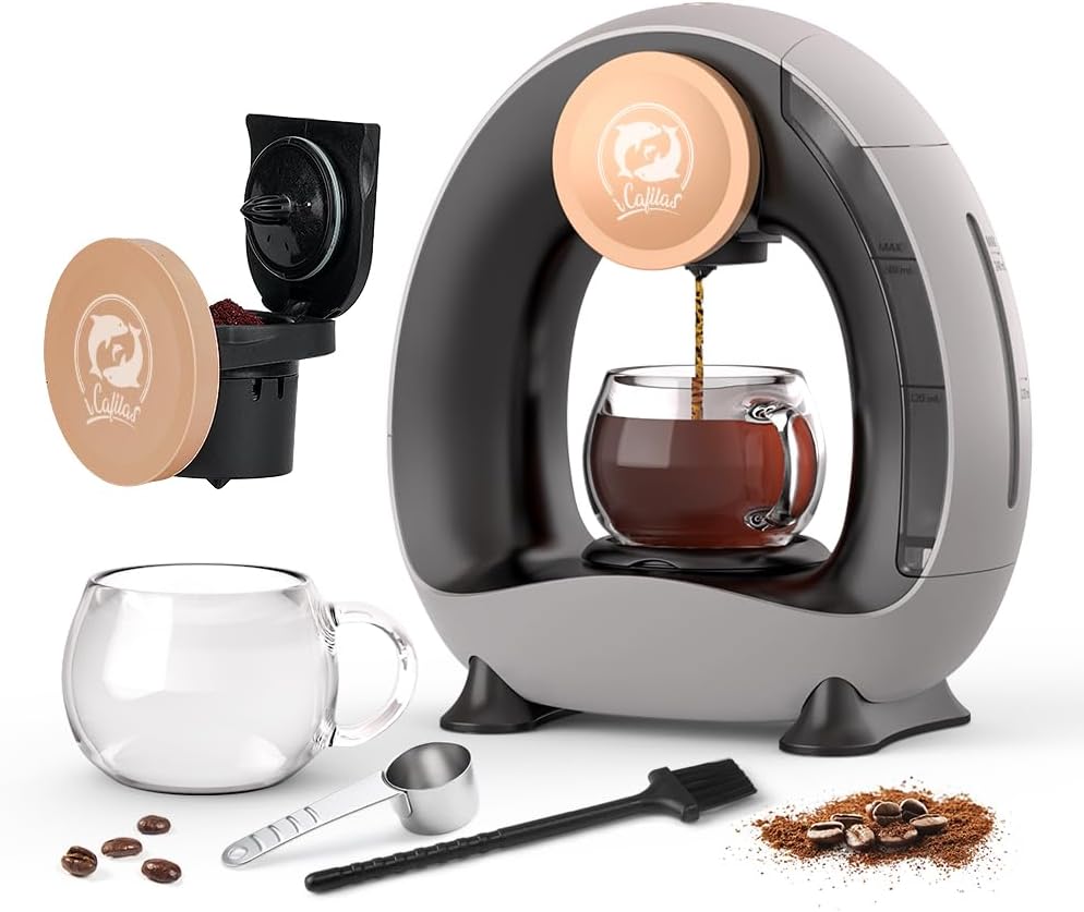 Cafetera de una sola taza con filtro de café molido, mini cafetera ...