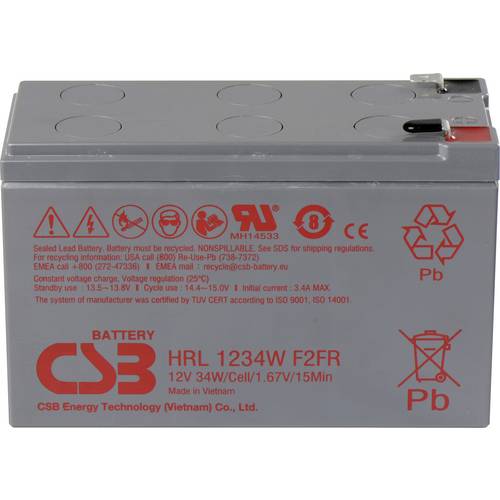 CSB Battery HRL 1234W high-rate longlife HRL1234WF2-FR Batterie au ...